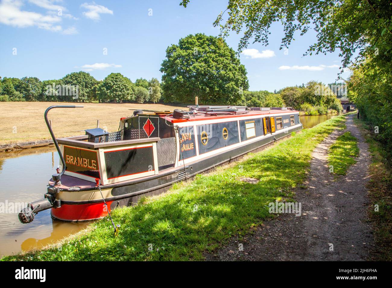 Canal narrowboat moored at Wheelock on the Trent and Mersey canal at ...
