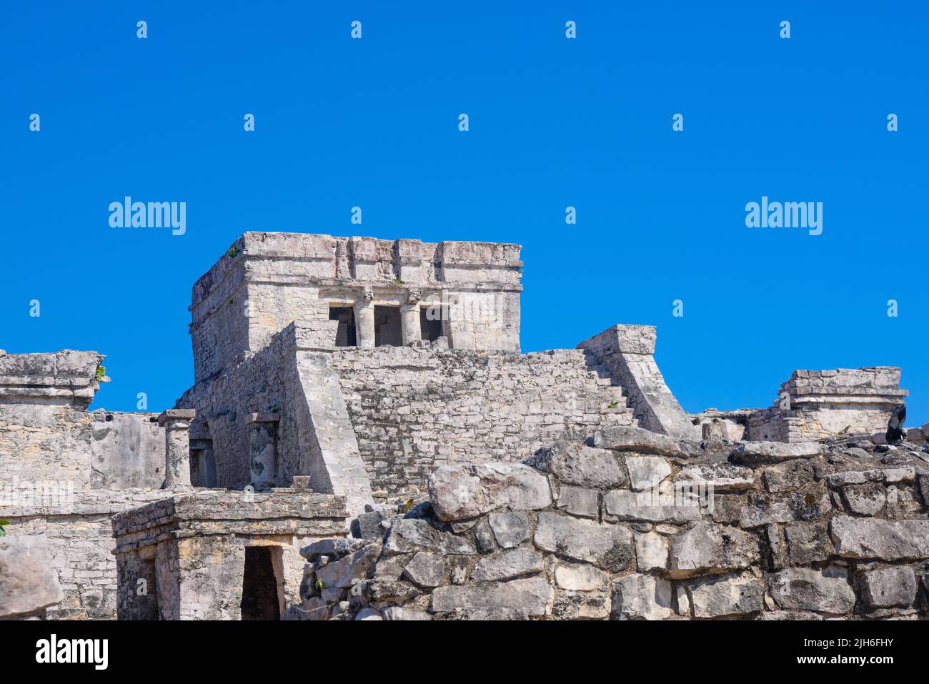 The castle, Mayan Ruins in Tulum, Riviera Maya, Yucatan, Caribbean Sea ...