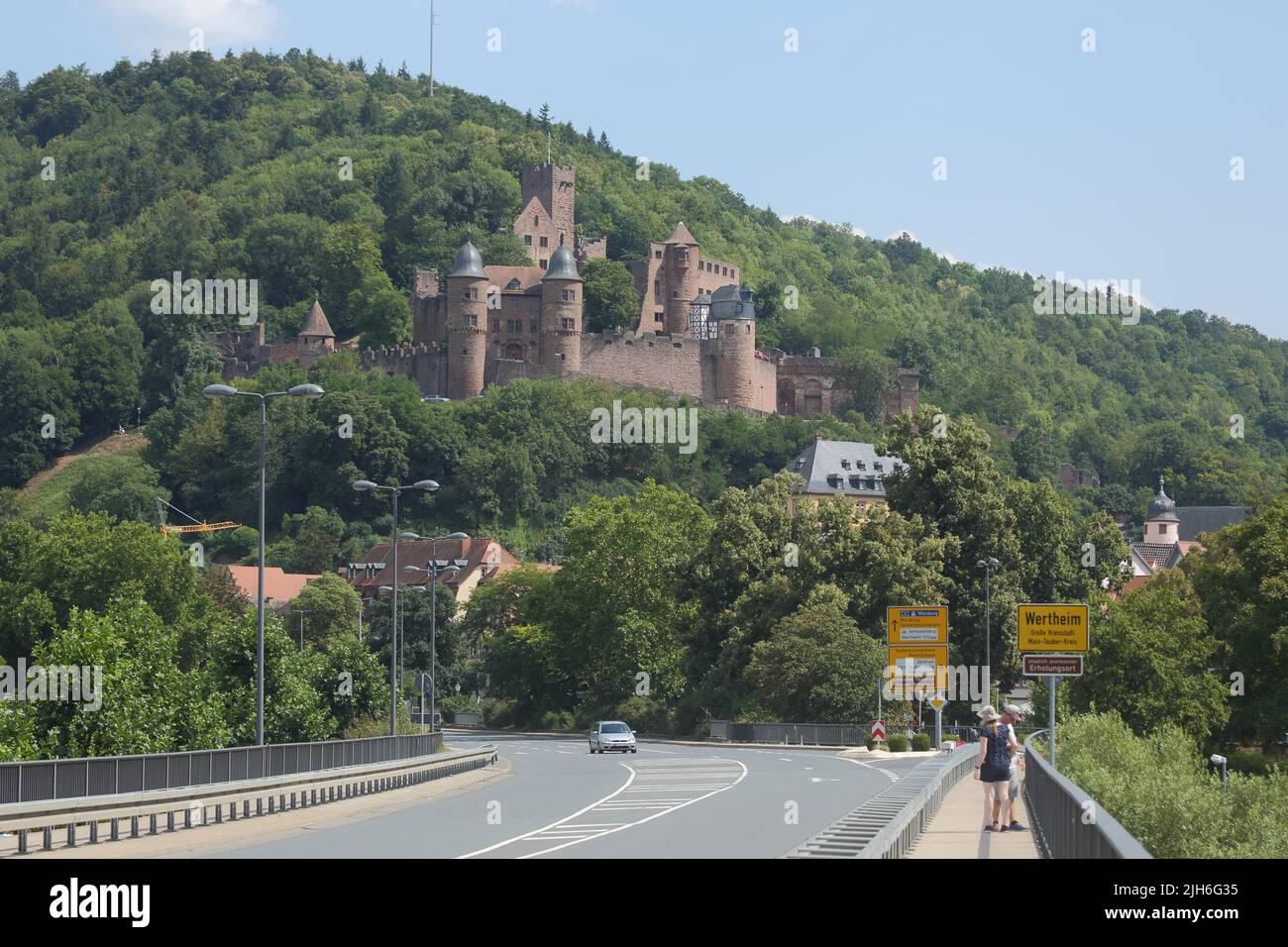 View of castle complex in Wertheim, Main, Baden-Wuerttemberg, Germany ...