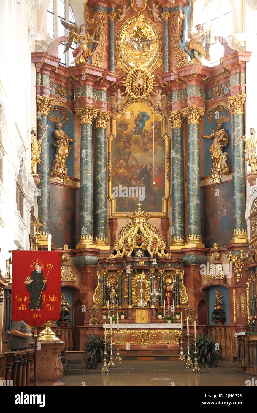 High altar in the baroque Fridolinsmuenster in Bad Saeckingen, Southern ...