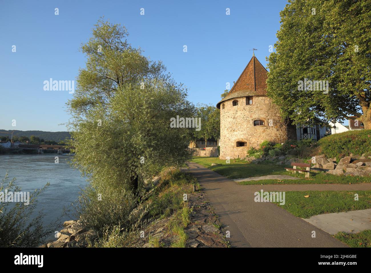 Historic Gallus Tower on the Rhine in Bad Saeckingen, Southern Black ...
