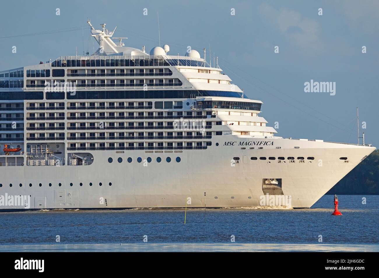 Cruise ship MSC Magnifica on the Elbe near Wedel, Schleswig-Holstein ...