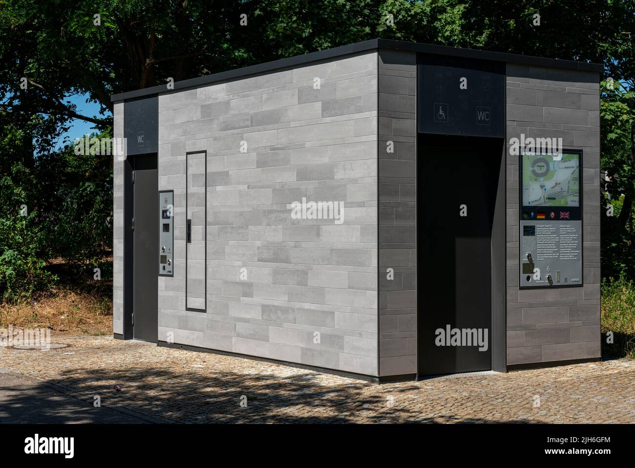 Public toilet block, Olympiastadion S-Bahn station, Berlin, Germany ...