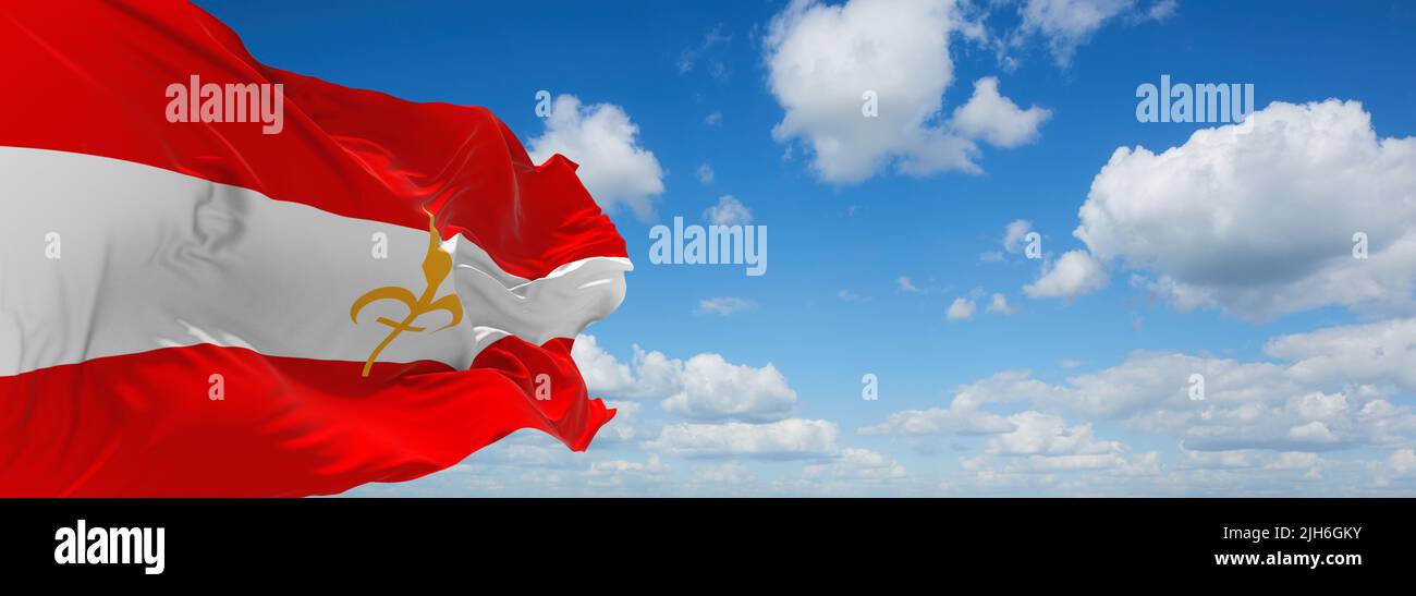 official flag of Imperial Free City of Trieste Austria at cloudy sky ...