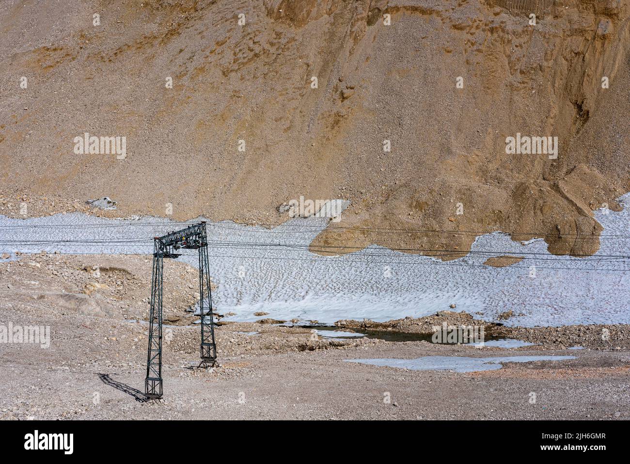Support pillar of the cable car on the Zugspitze, Garmisch ...