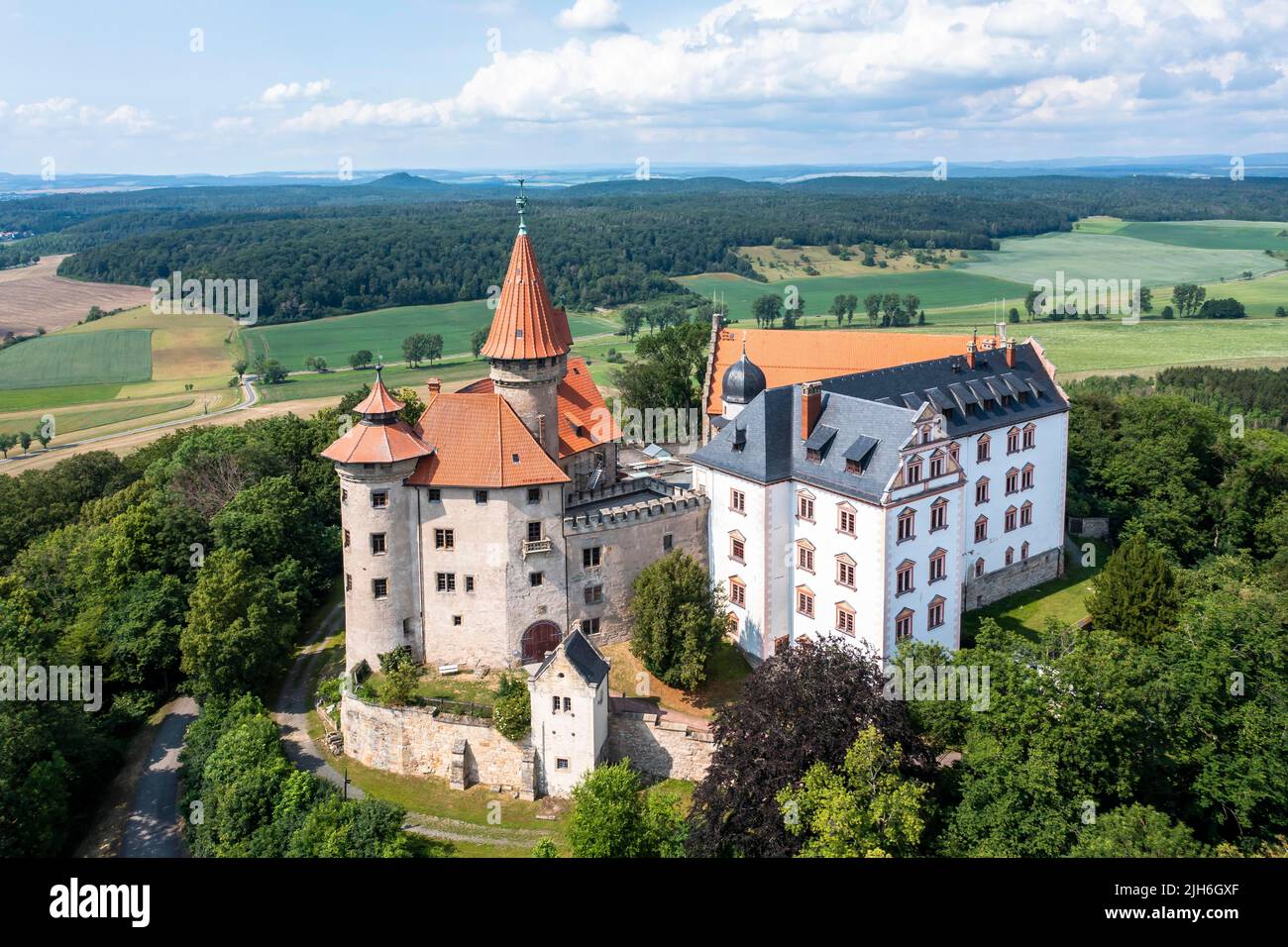 Helicopter view, Veste Heldburg, German Castle Museum, Heldburg, Bad ...