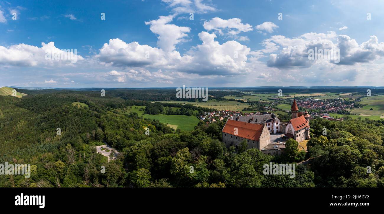 Helicopter view, Veste Heldburg, German Castle Museum, Heldburg, Bad ...