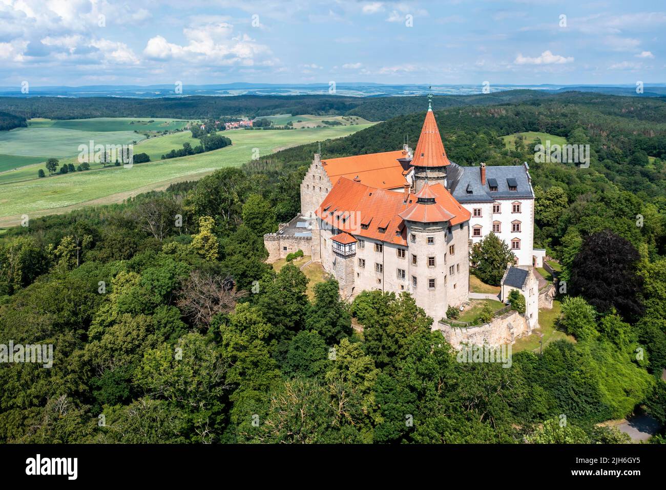 Helicopter view, Veste Heldburg, German Castle Museum, Heldburg, Bad ...
