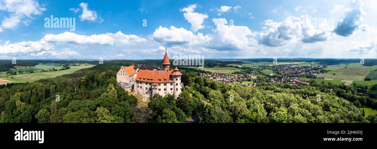 Helicopter view, Veste Heldburg, German Castle Museum, Heldburg, Bad ...