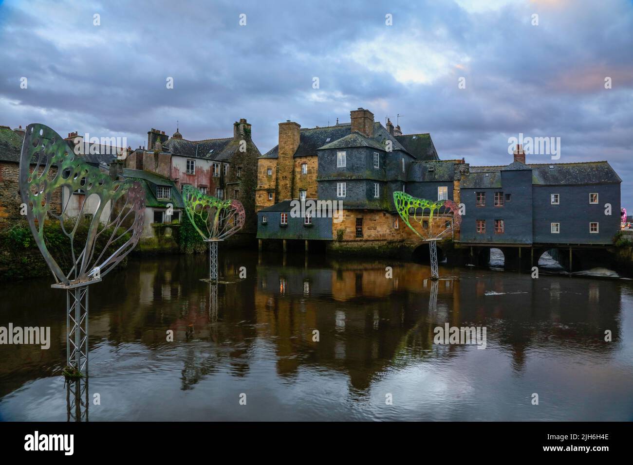 Coloured light installations at Christmas time on the Pont de Rohan ...