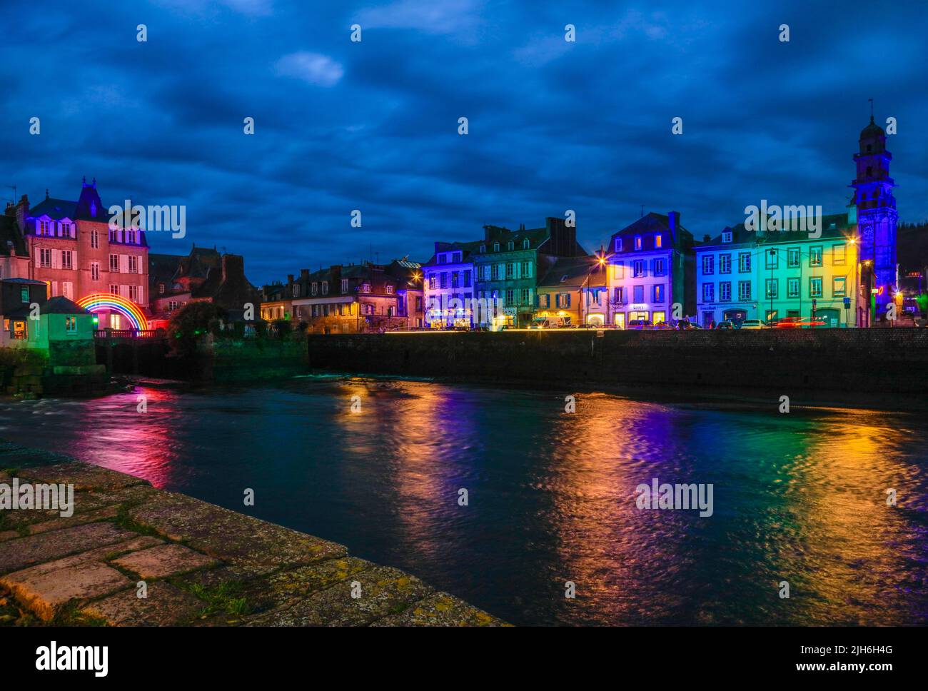 Coloured light installations at Christmas time on the Pont de Rohan ...