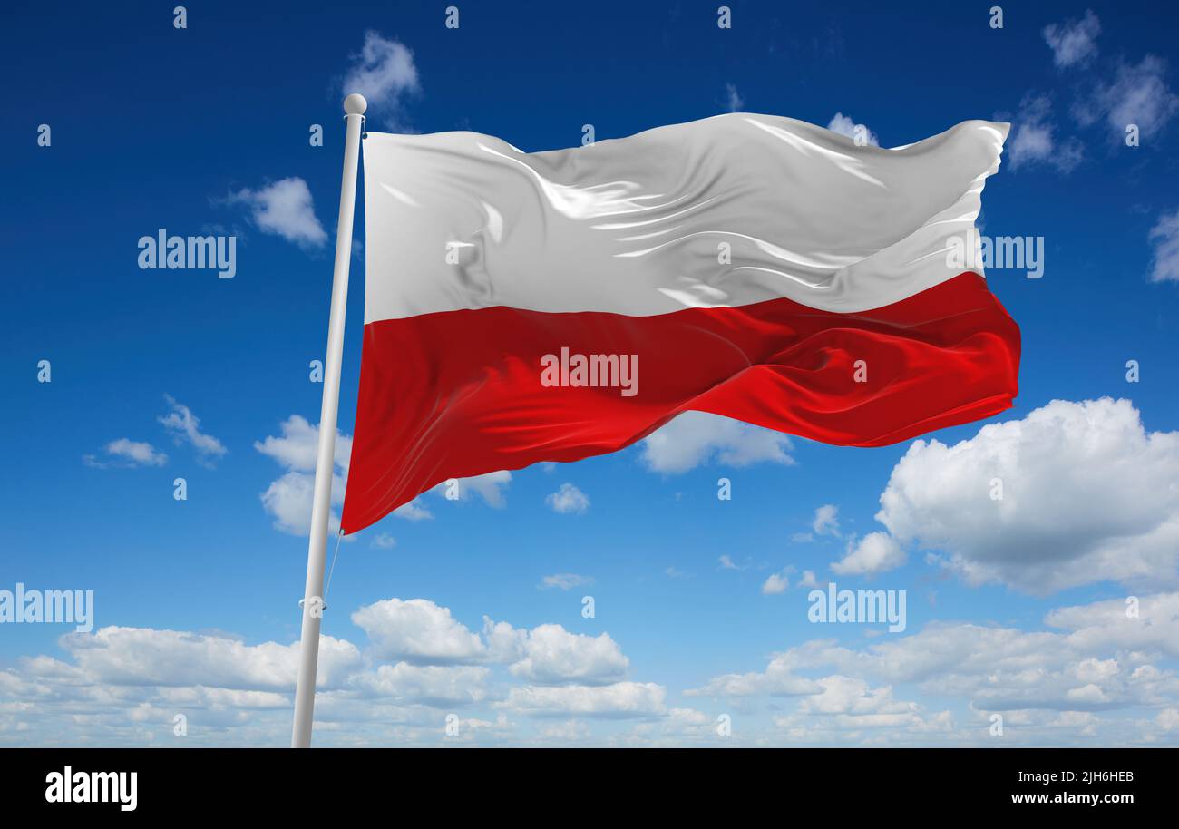 official flag of Bohemia Austria at cloudy sky background on sunset ...