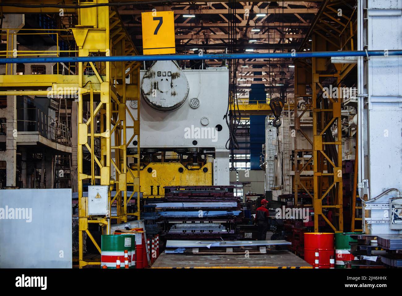 Industrial hydraulic press brake in metalworking factory Stock Photo ...