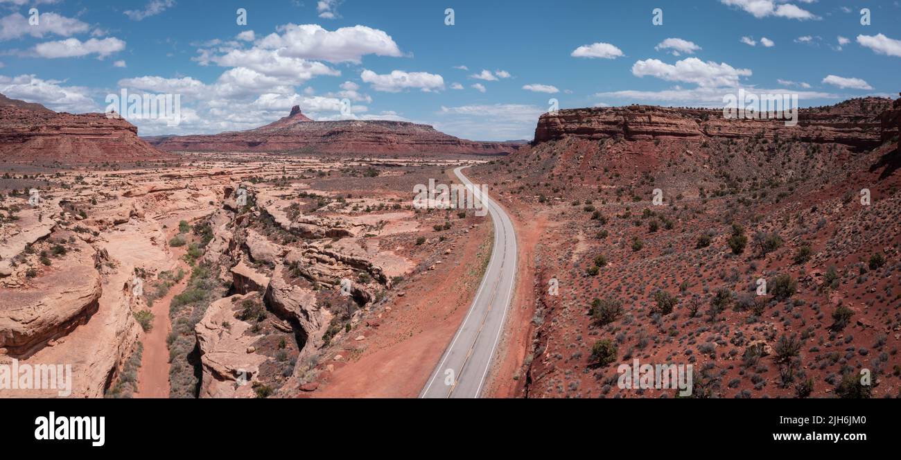 Travel Utah Background. Scenic highway through red rocks Stock Photo ...
