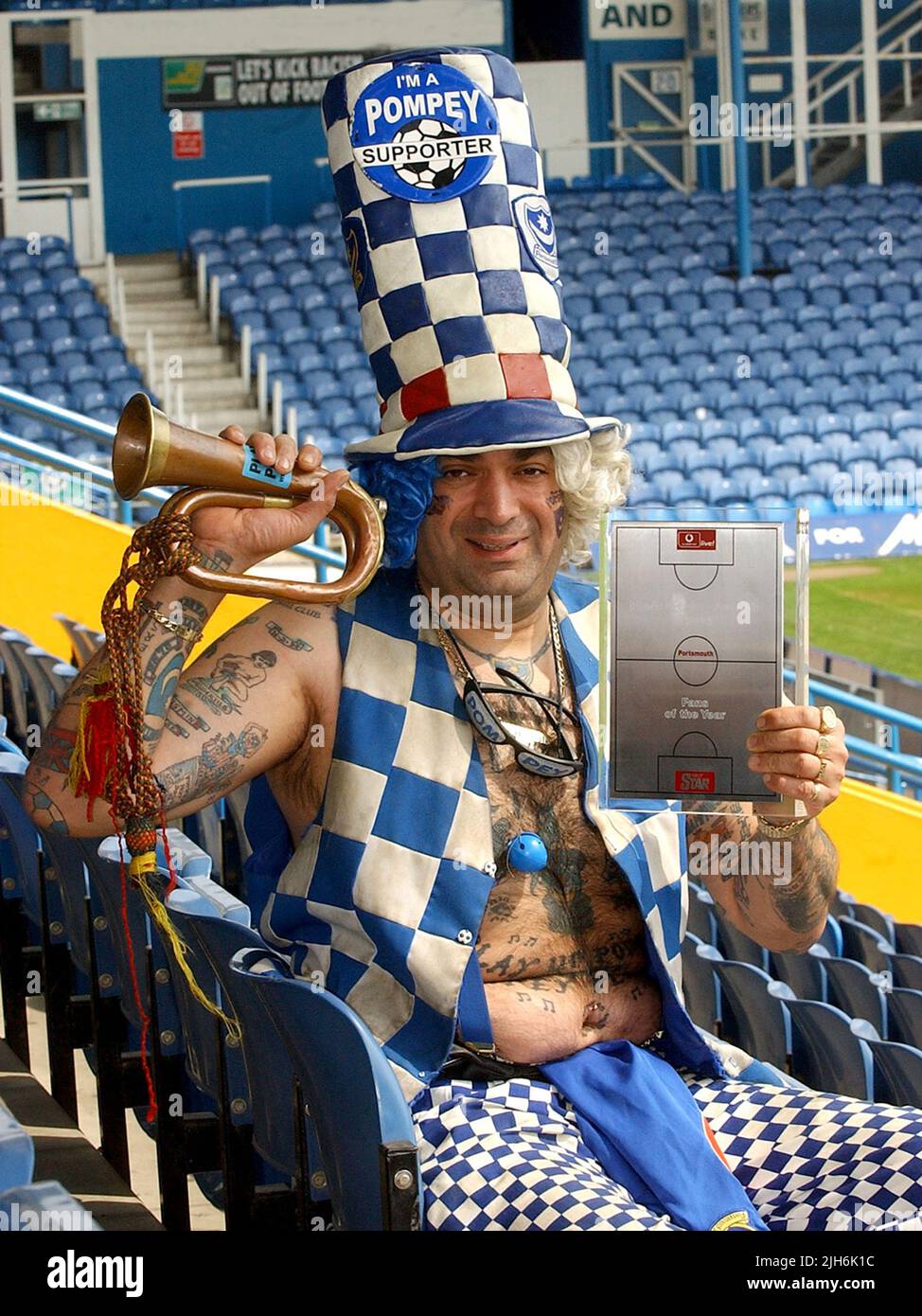 PORTSMOUTH FAN JOHN 'PORTSMOUTH FOOTBALL CLUB' WESTWOOD RECEIVES HIS ...
