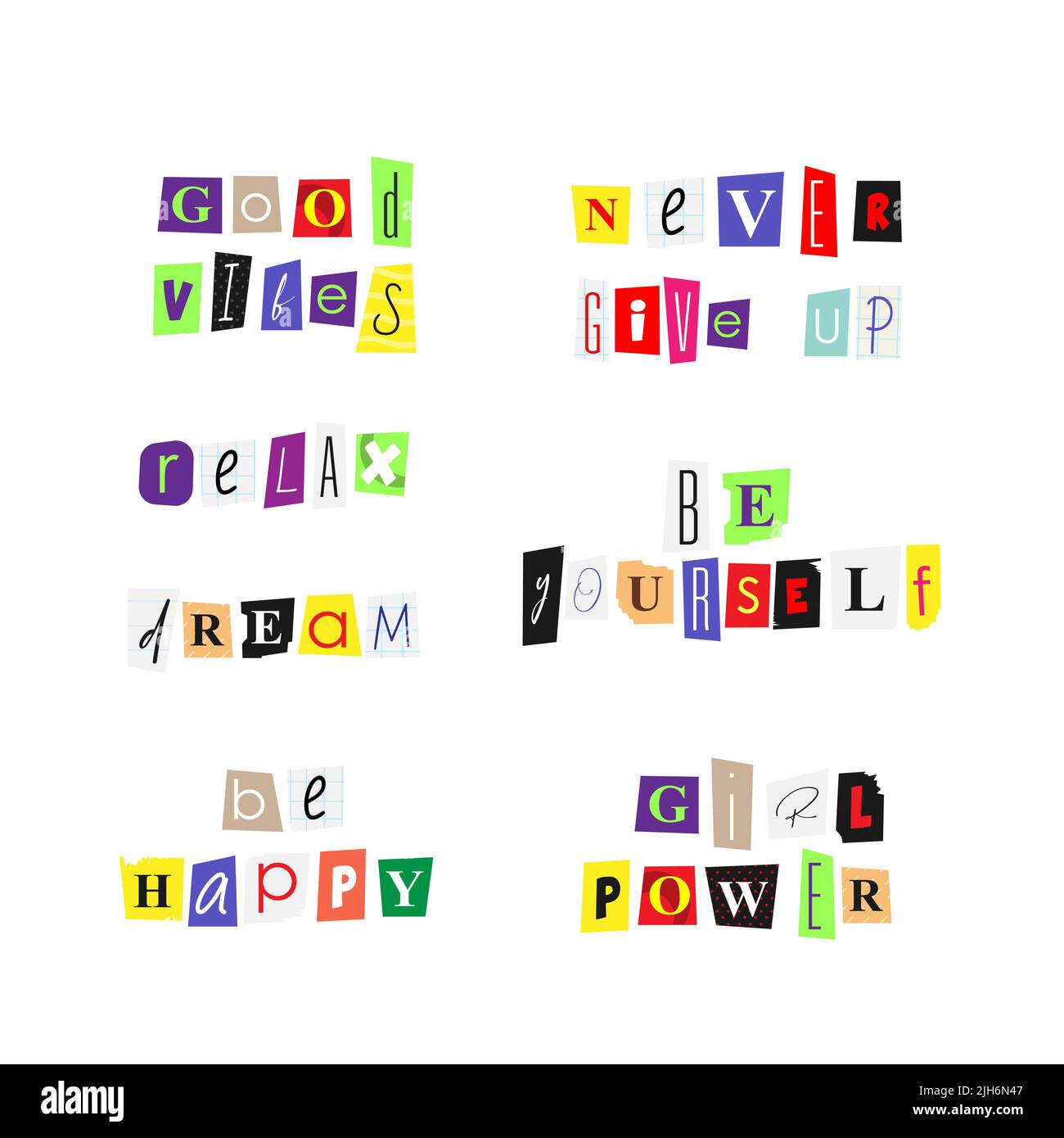 Set collage hand drawn mgazine cut letters. Anonymous message ...