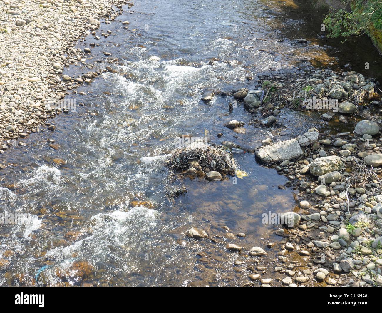 Rapid flow of the river. Big river, view from above. View from the ...