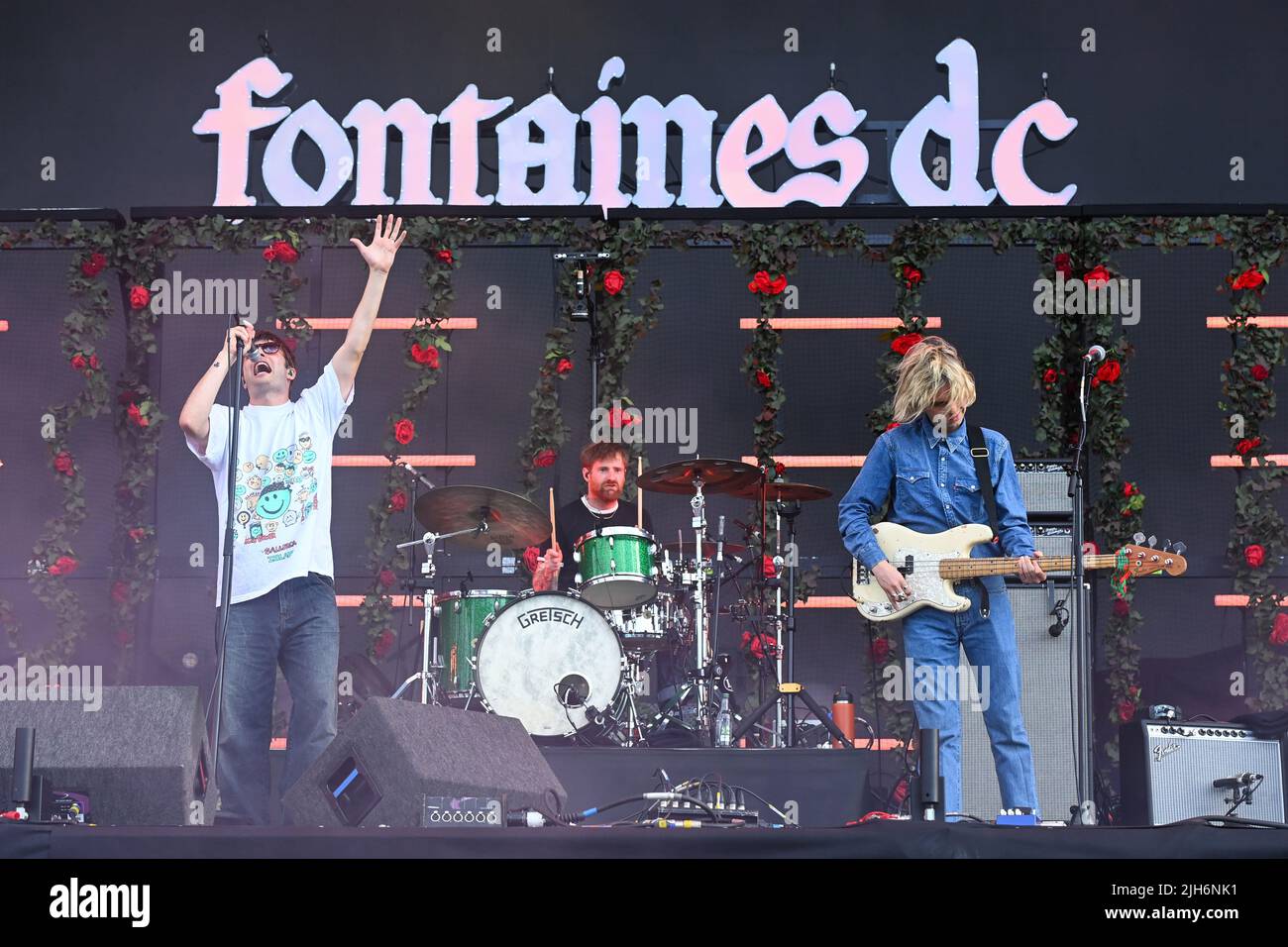 London, UK. 15 July 2022. Fontaines DC perform as a support act for Sam ...