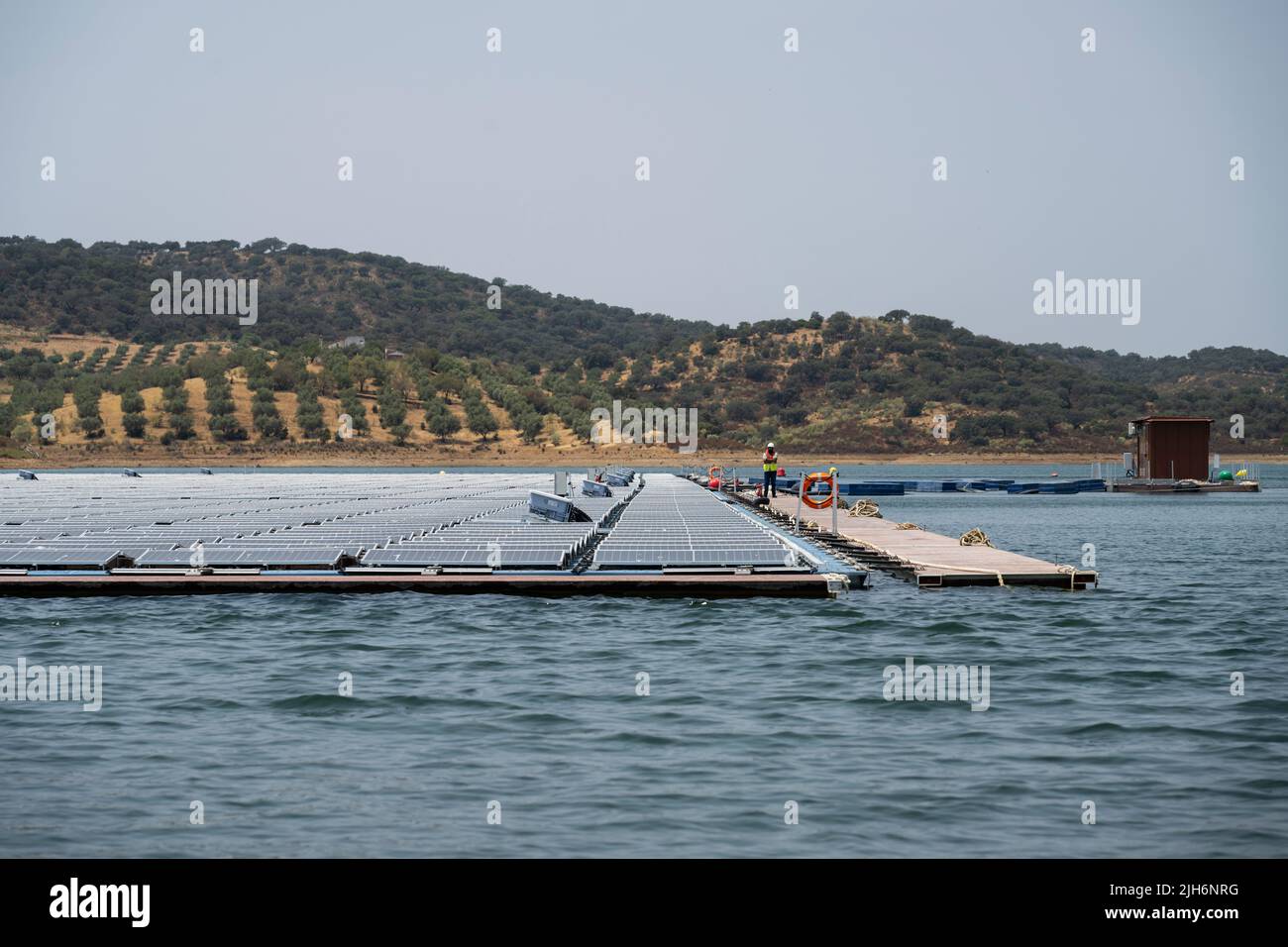 View of the photovoltaic panels at the floating solar power plant in ...