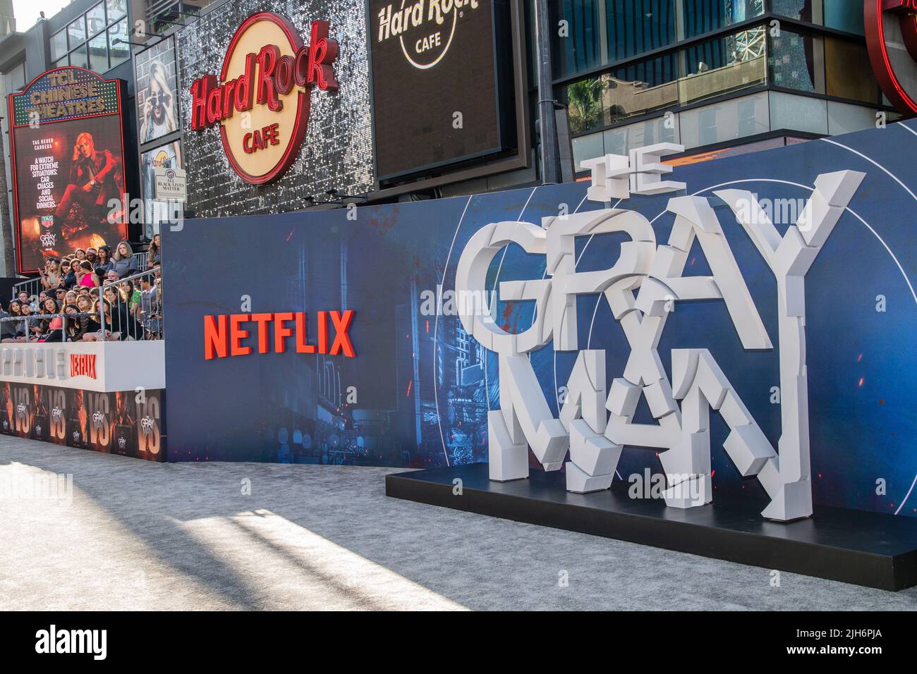 13 July 2022 - Los Angeles, California - The Gray Man step and repeat backdrop. World Premiere ...