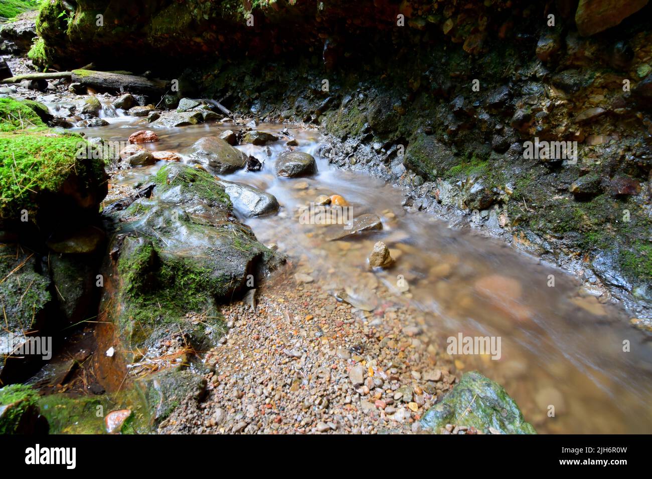 Water flowing in the creek flowing below Parfrey's Glen Waterfall near ...