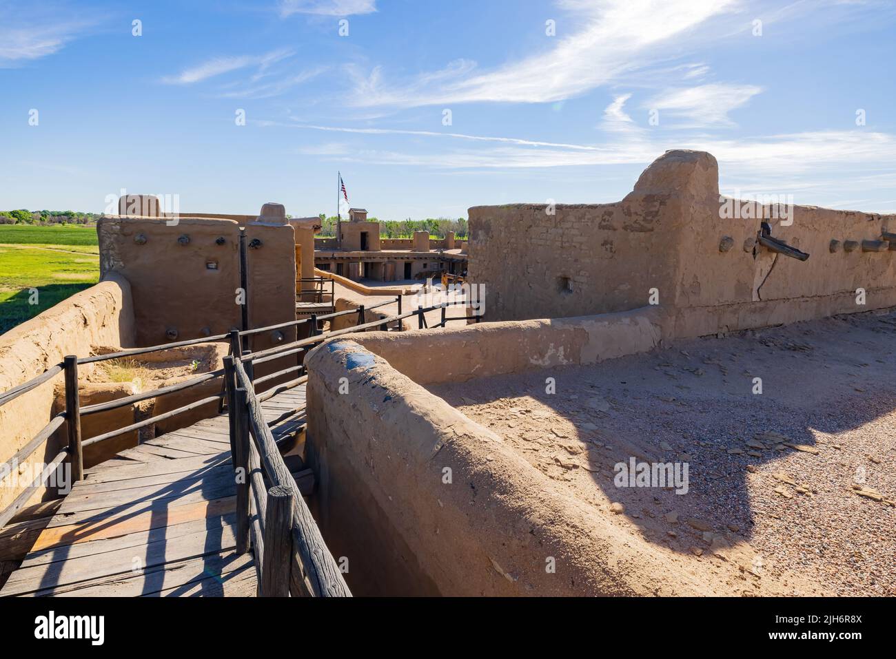 Sunny view of the Bent's Old Fort National Historic Site at Colorado ...