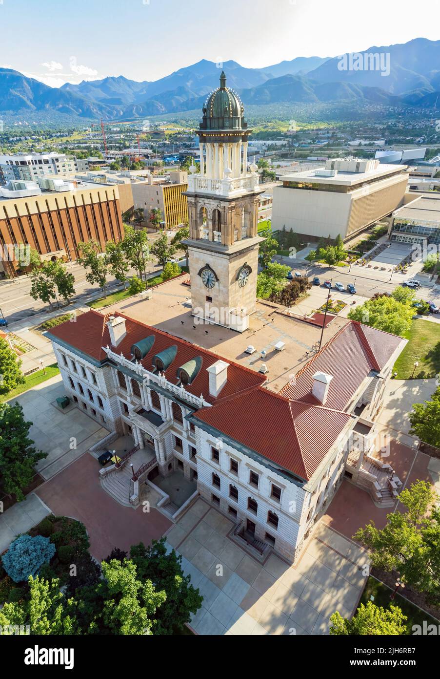 Aerial view of the Colorado Springs Pioneers Museum at Colorado Stock ...