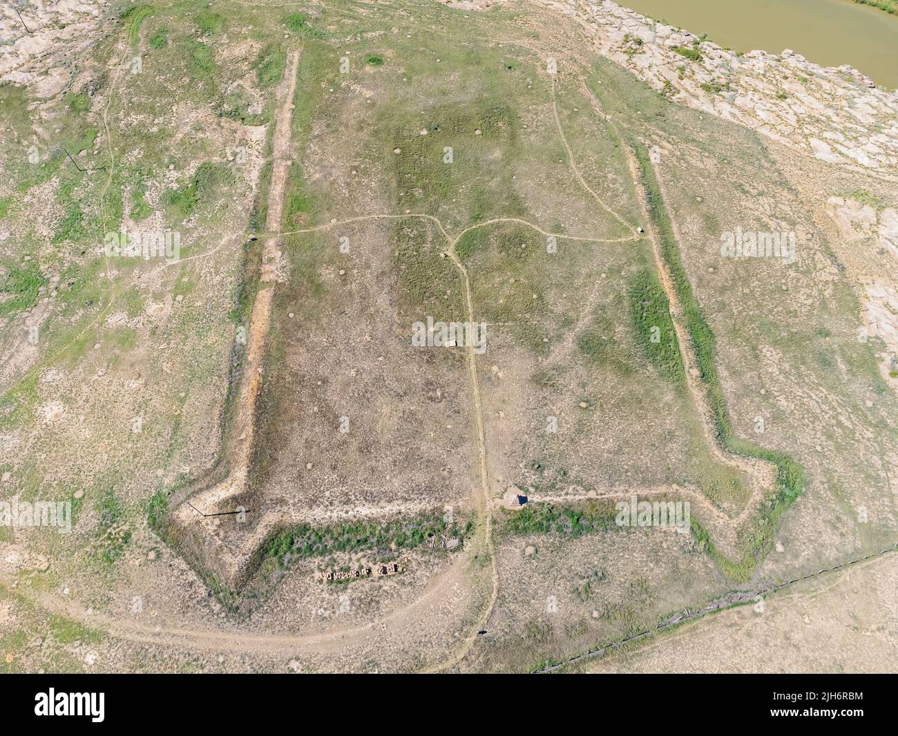 Aerial view of the historical Bents New Fort at Colorado Stock Photo ...