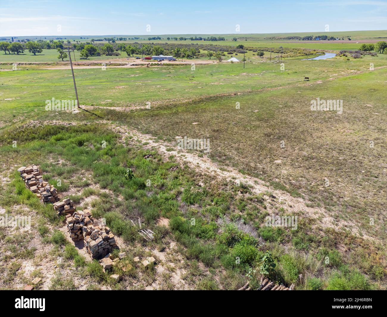 Aerial view of the historical Bents New Fort at Colorado Stock Photo ...