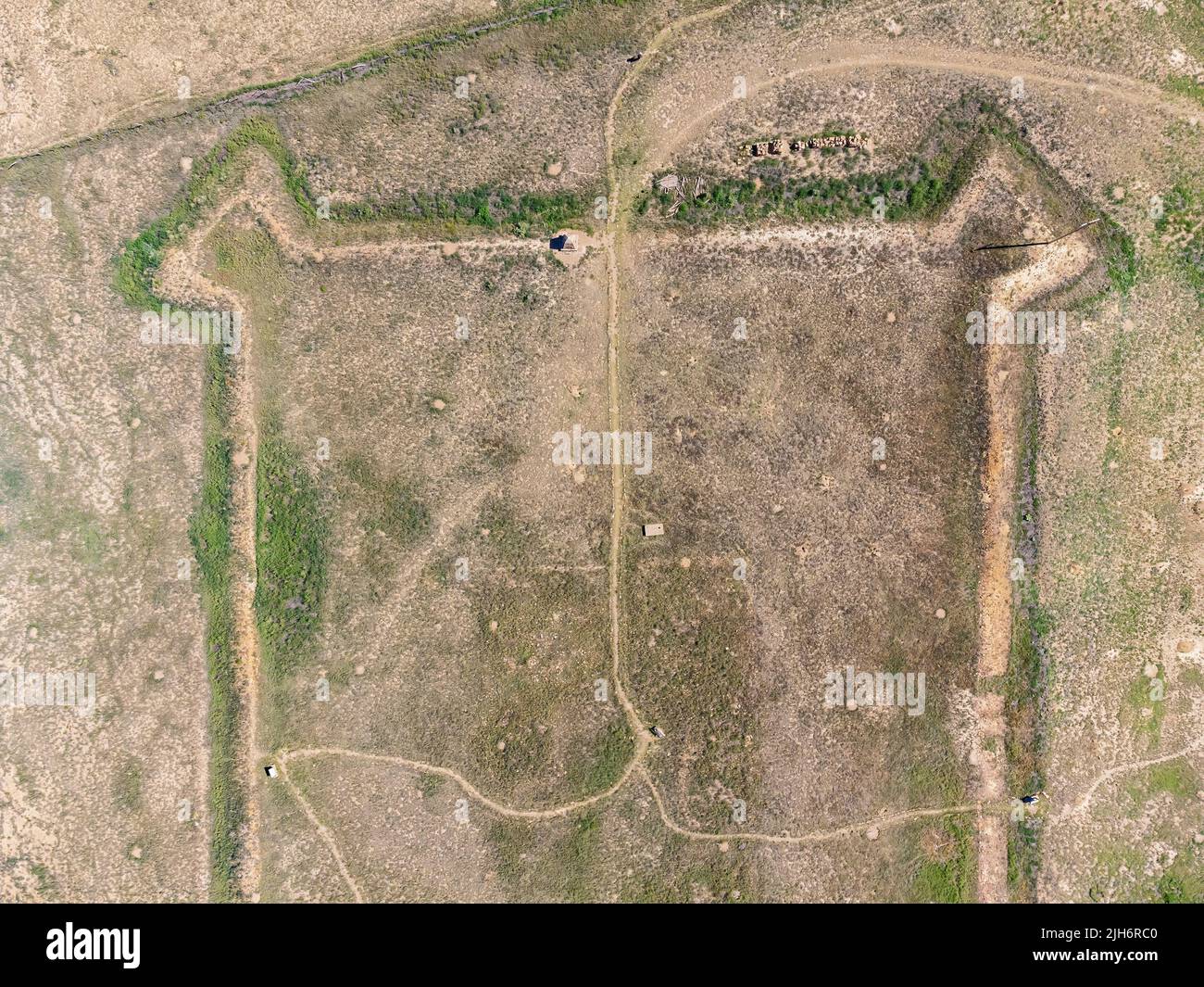 Aerial view of the historical Bents New Fort at Colorado Stock Photo ...