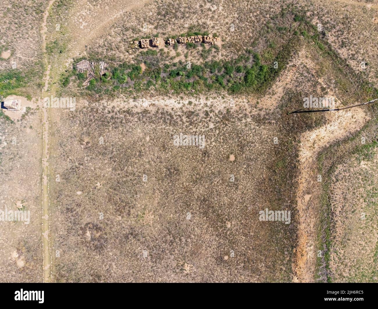 Aerial view of the historical Bents New Fort at Colorado Stock Photo ...
