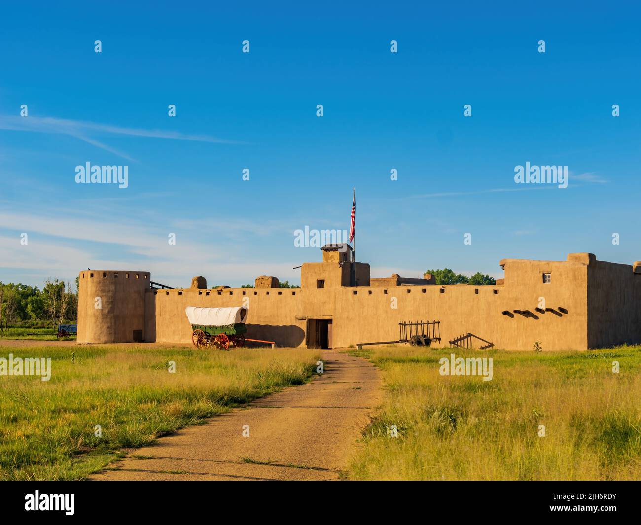 Sunny view of the Bent's Old Fort National Historic Site at Colorado ...