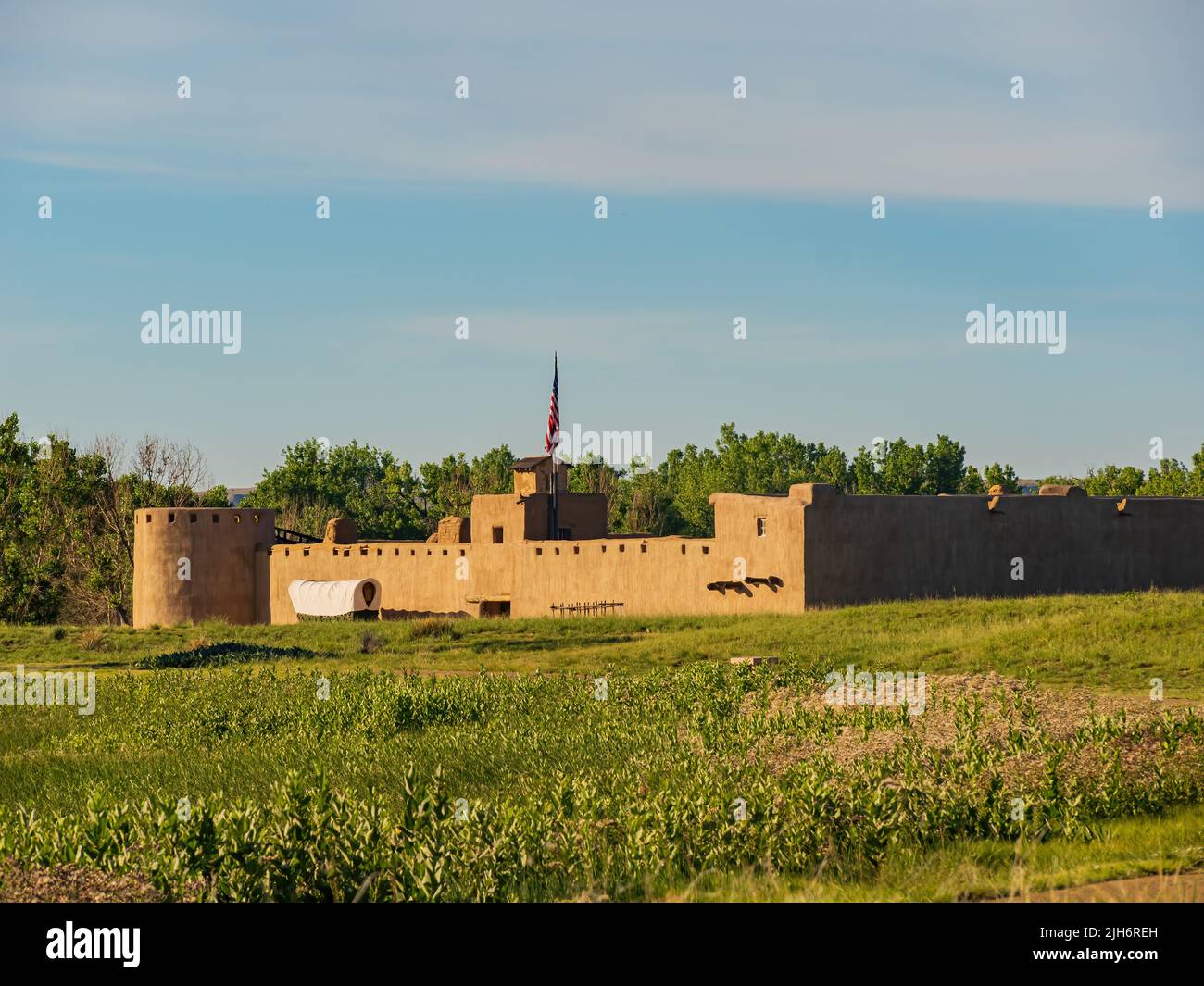 Sunny view of the Bent's Old Fort National Historic Site at Colorado ...