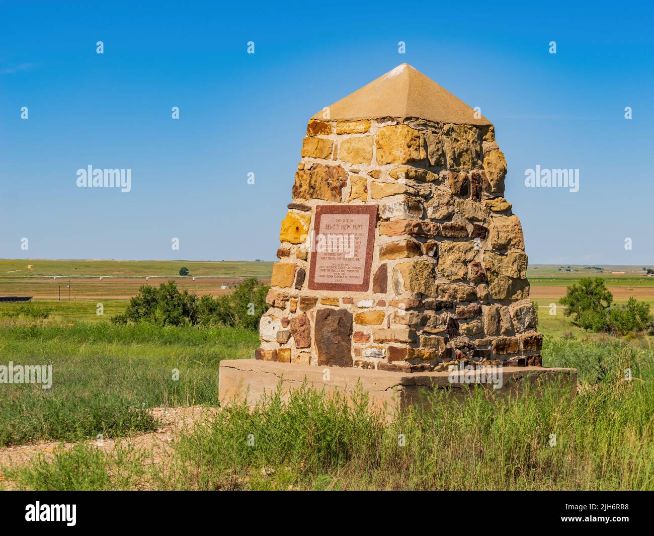 Colorado, JUL 10 2022 - Sunny view of the historical Bents New Fort ...