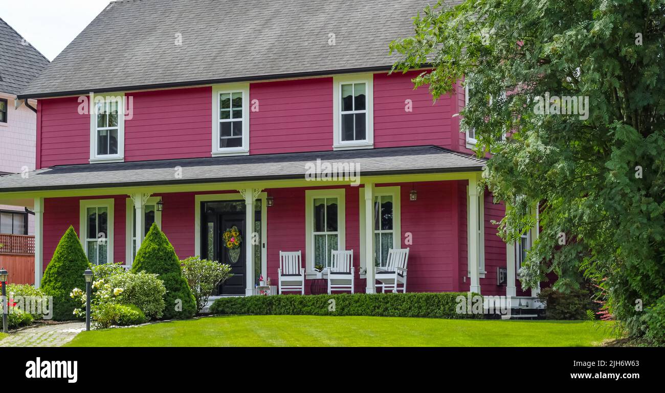 Big wooden house in Vancouver, Canada. Big luxury house with a patio ...