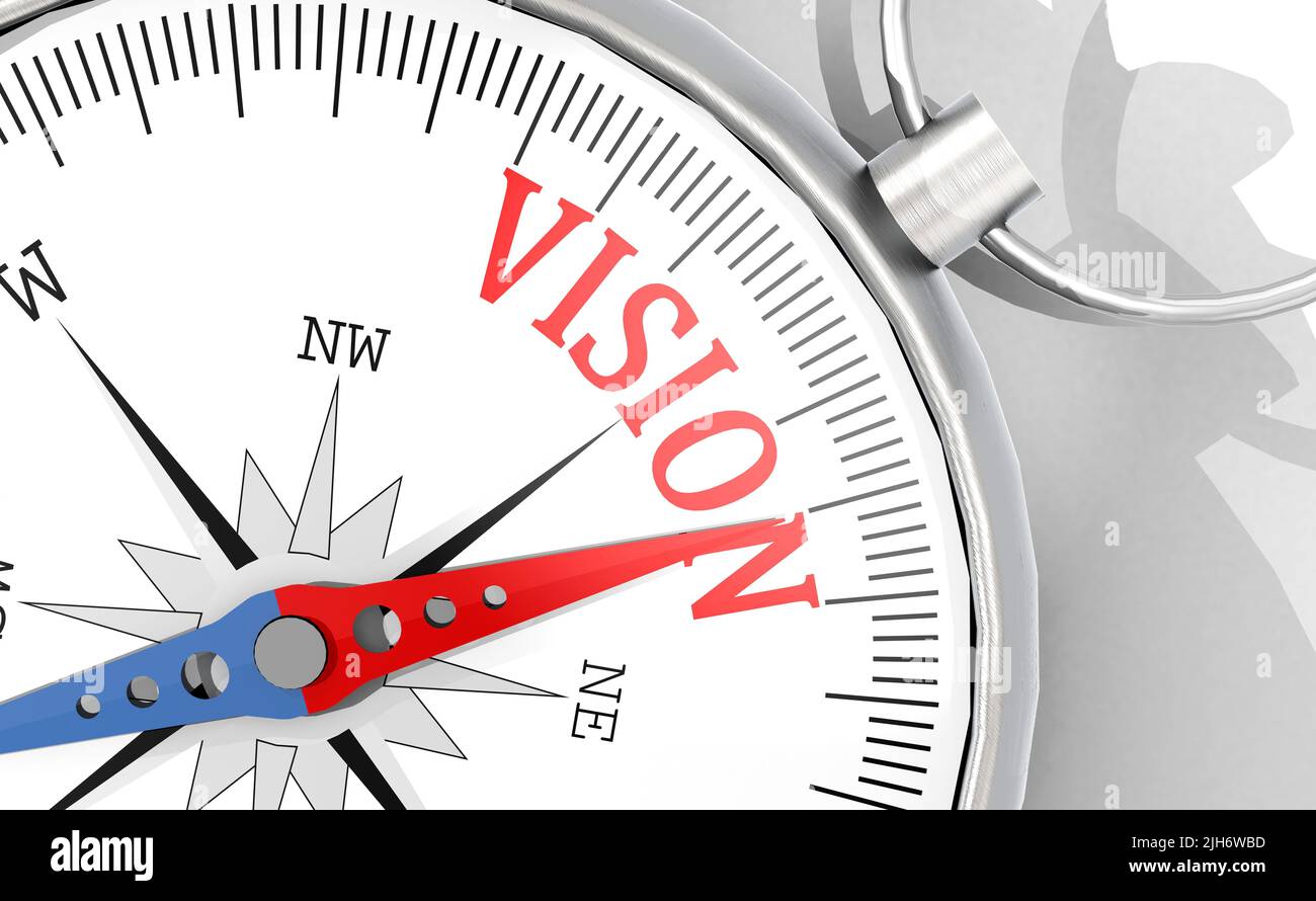 Direction to vision on isolated compass, 3d rendering Stock Photo - Alamy