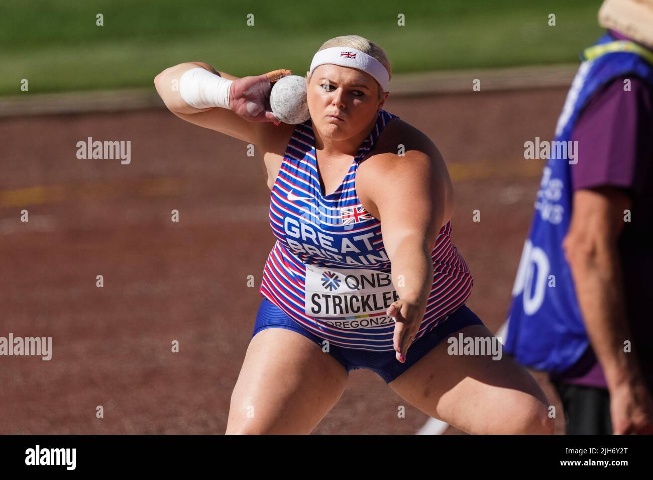 Great Britain’s Amelia Strickler during the Women’s Shot Put Qualifier ...