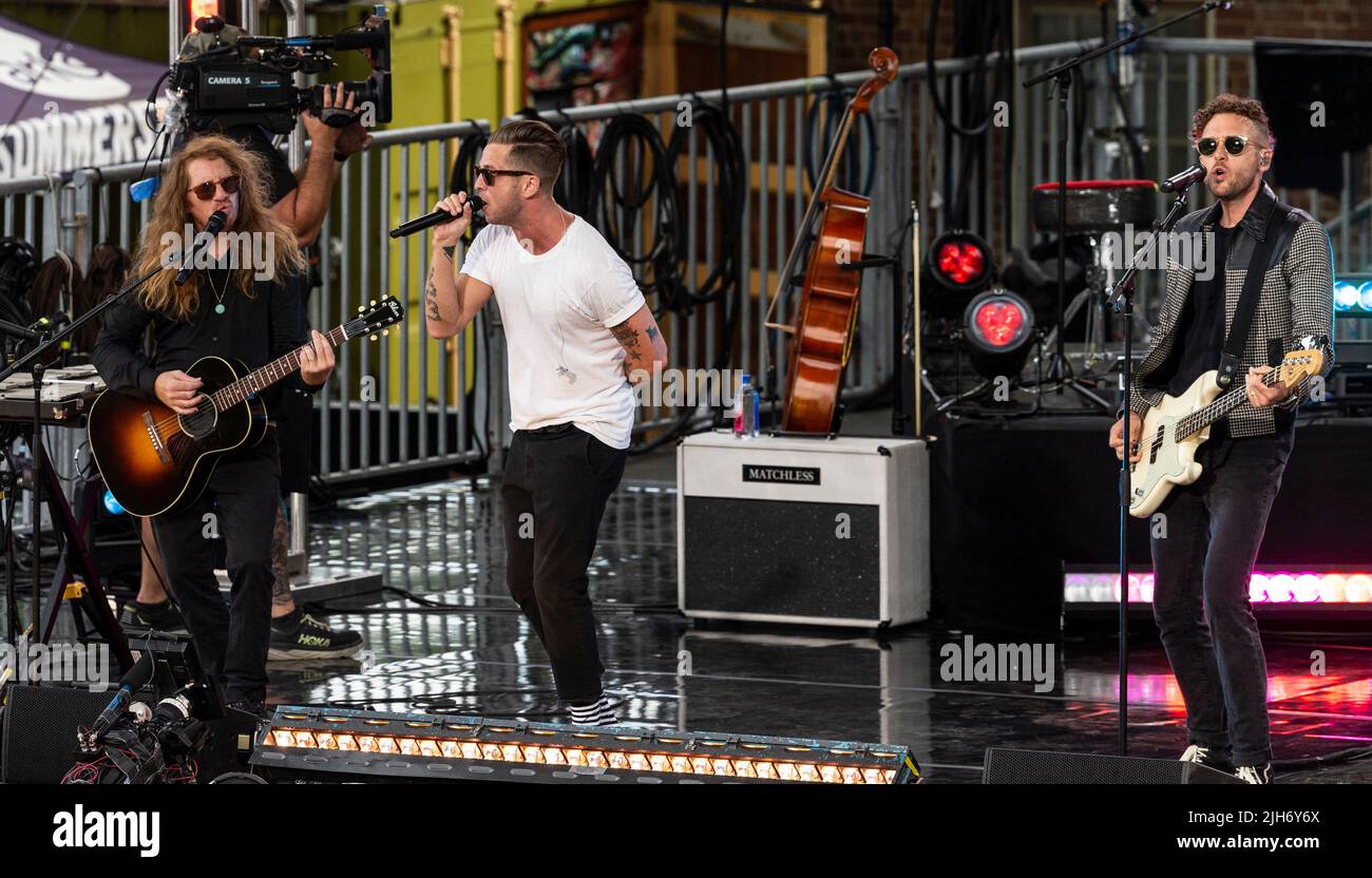New York, NY - July 15, 2022: Ryan Tedder (in white t-shirt) of Pop ...