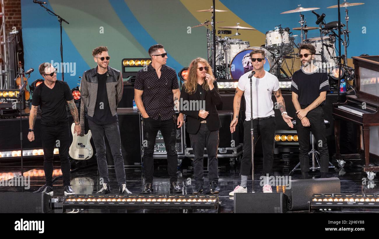 New York, NY - July 15, 2022: Members of pop rock band One Republic ...