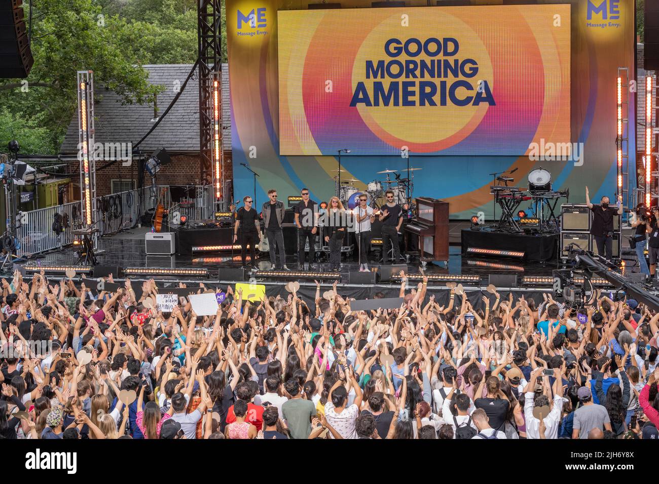 New York, NY - July 15, 2022: Members of pop rock band One Republic ...