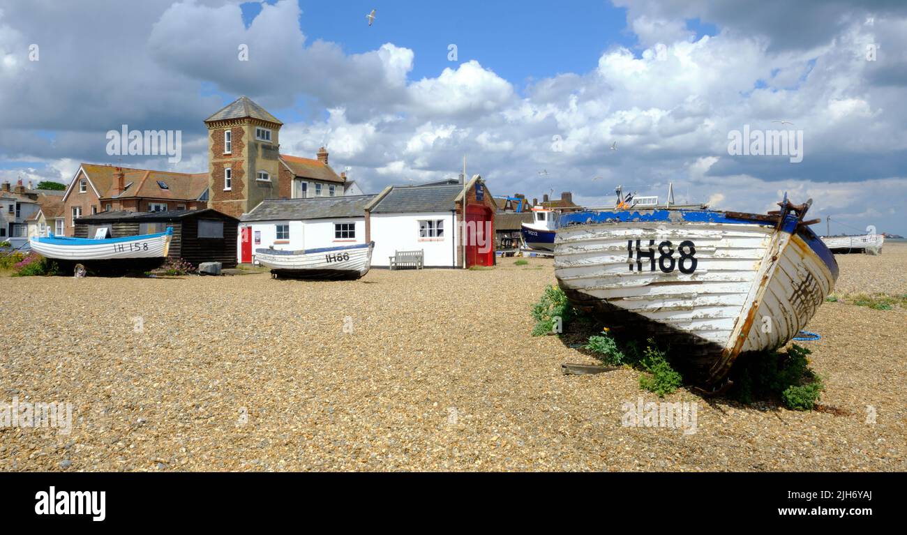 Aldeburgh seafront Beach landscape with fishing boat close up Stock ...