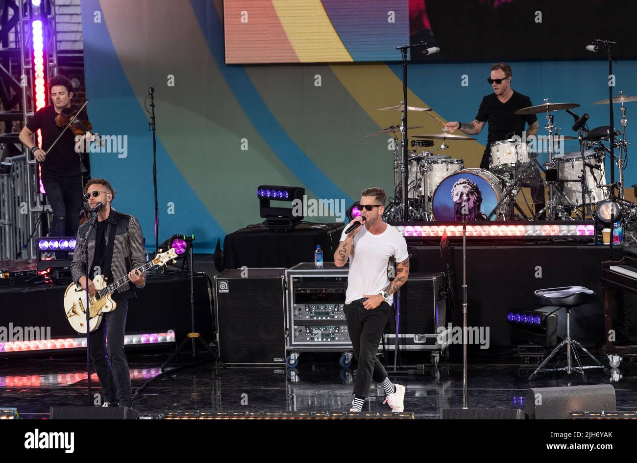 New York, NY - July 15, 2022: Ryan Tedder (in white t-shirt) of Pop ...