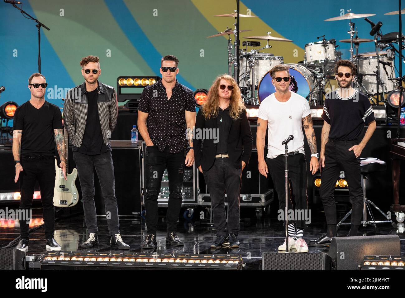 New York, USA. 15th July, 2022. Members of pop rock band One Republic ...