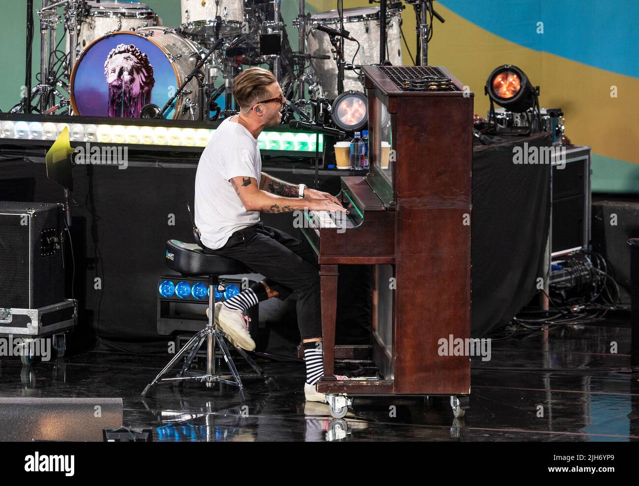 New York, USA. 15th July, 2022. Ryan Tedder of Pop rock band One ...