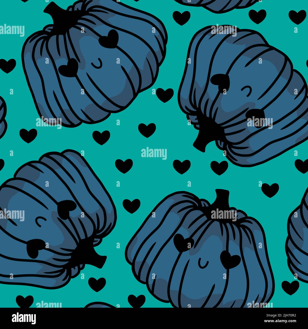 Cute cartoon Halloween seamless kawaii pumpkins pattern for kids and ...