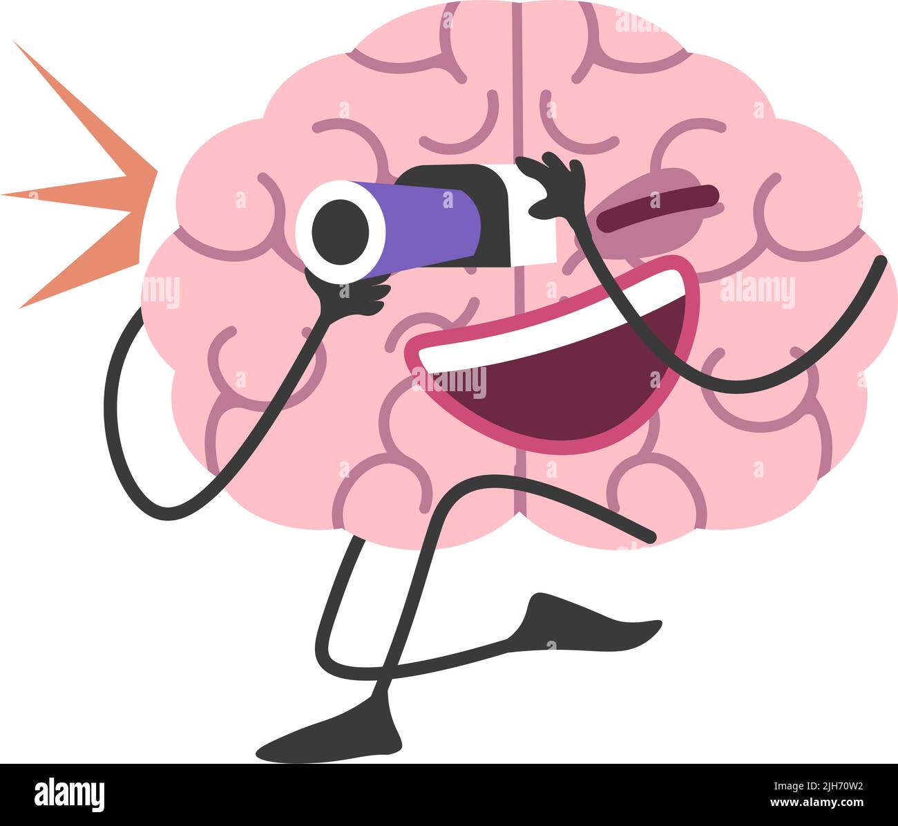 Curious brain, mind character with binoculars Stock Vector Image & Art ...