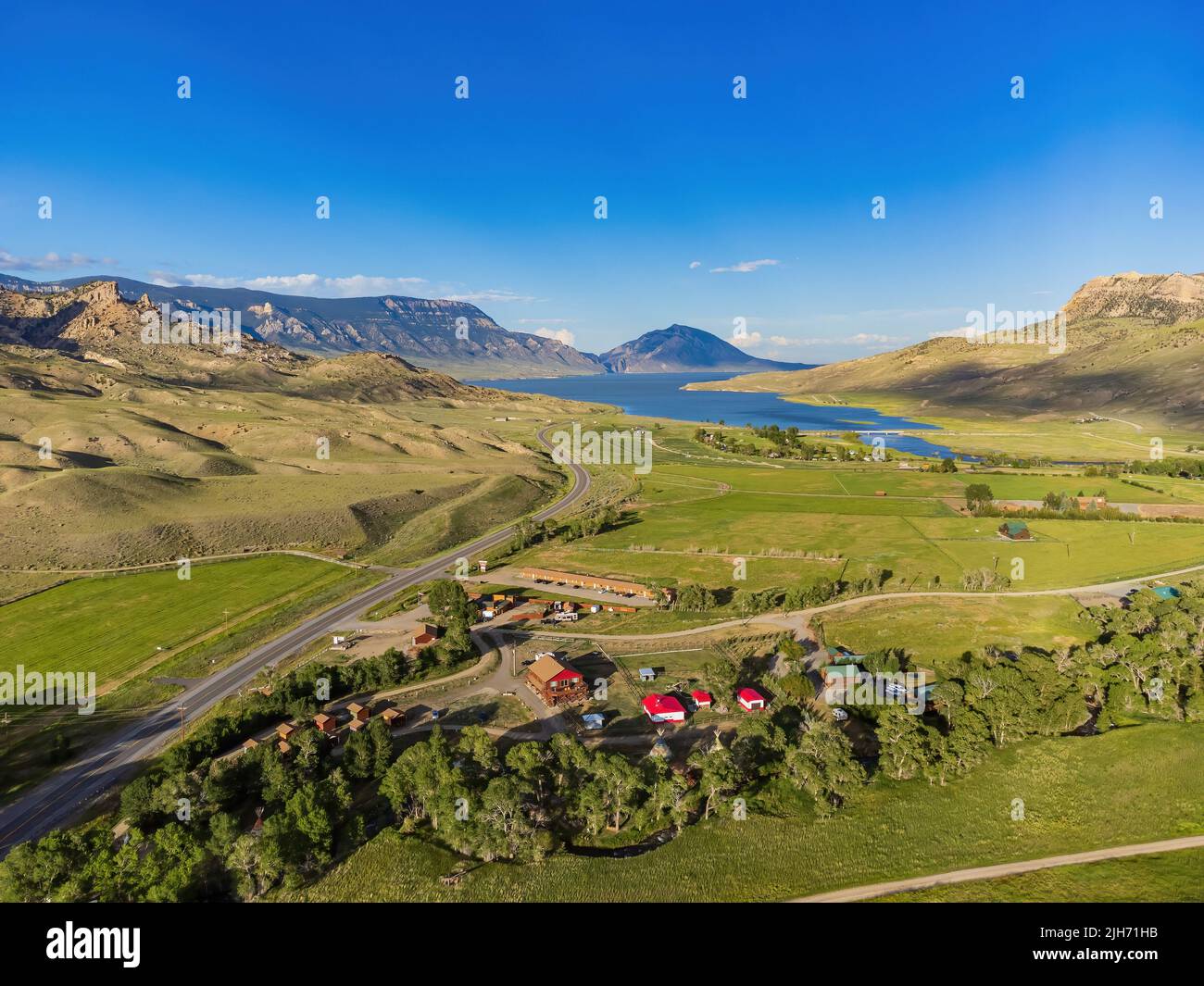 Aerial view of the landscape over Cody rural area at Wyoming Stock ...