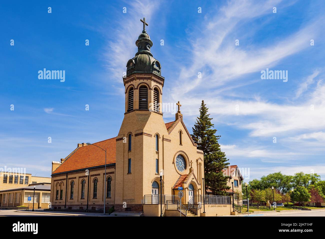 Sunny exterior view of the St Joseph's Catholic Church at Wyoming Stock ...