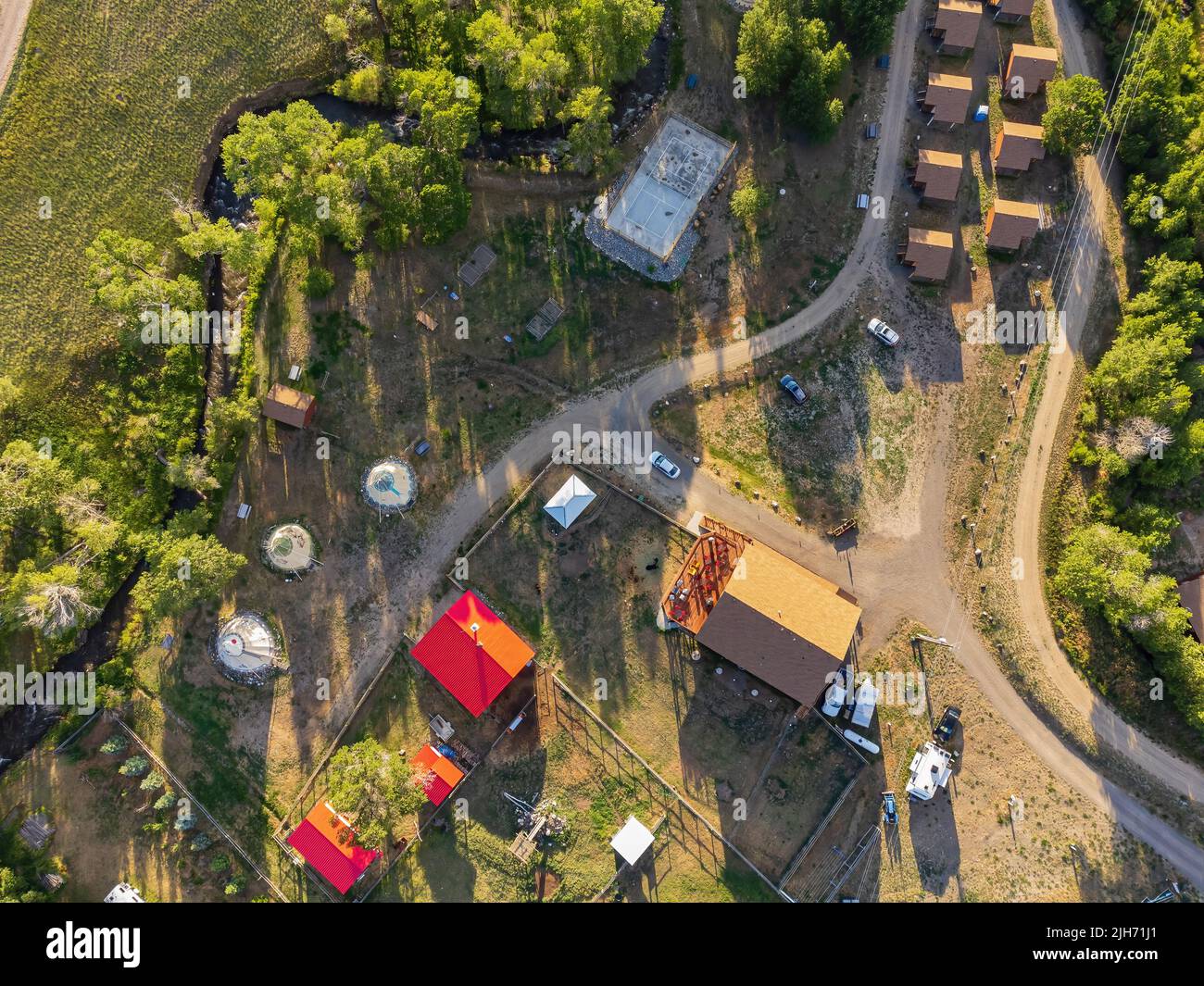 Aerial view of the landscape over Cody rural area at Wyoming Stock ...