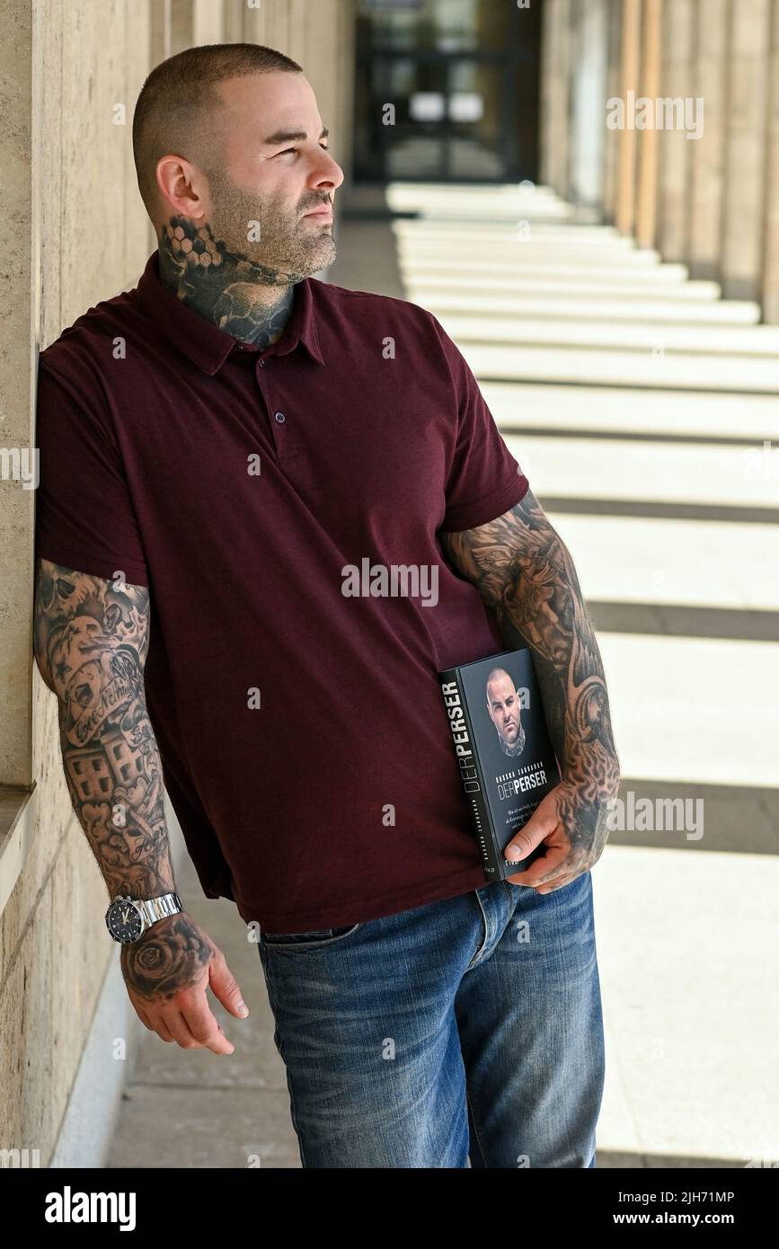 Berlin, Germany. 12th July, 2022. Former rocker Kassra Zargaran ...